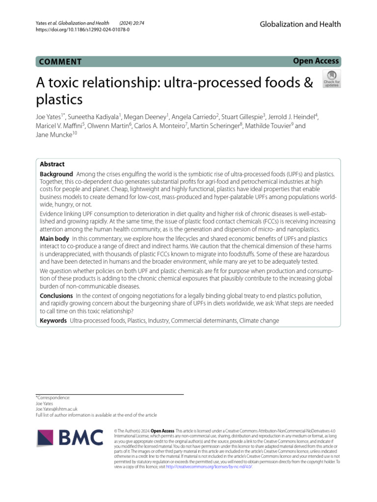 A Toxic Relationship Ultra-Processed Foods & | PDF | Plastic | Creative ...