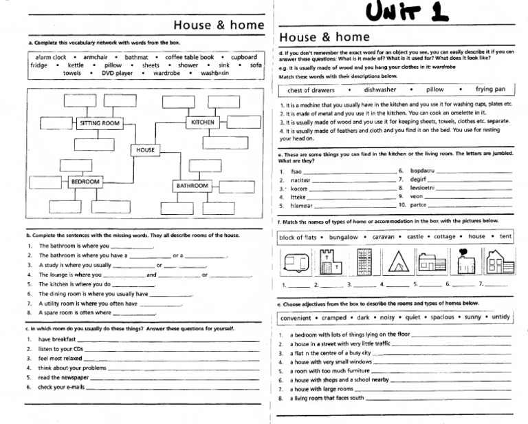 House and Home - Vocabulary | PDF