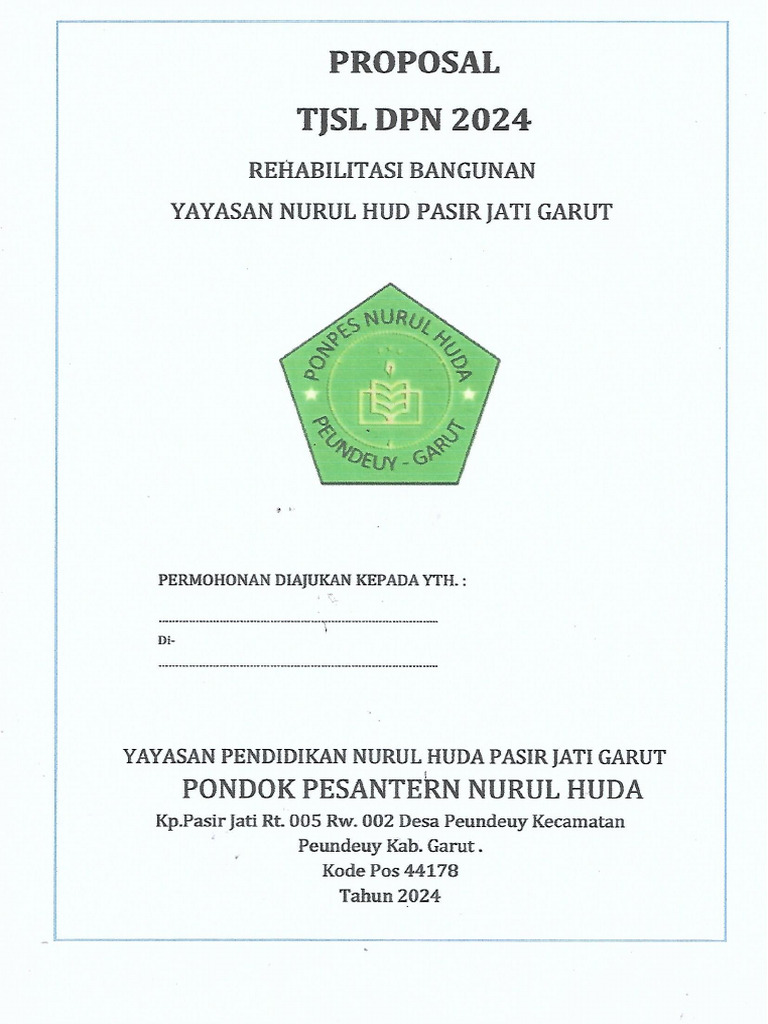 PROPOSAL_TJSL_NURUL_HUDA_PASIR_JATI_PEUNDEUY_2024_GARUT | PDF
