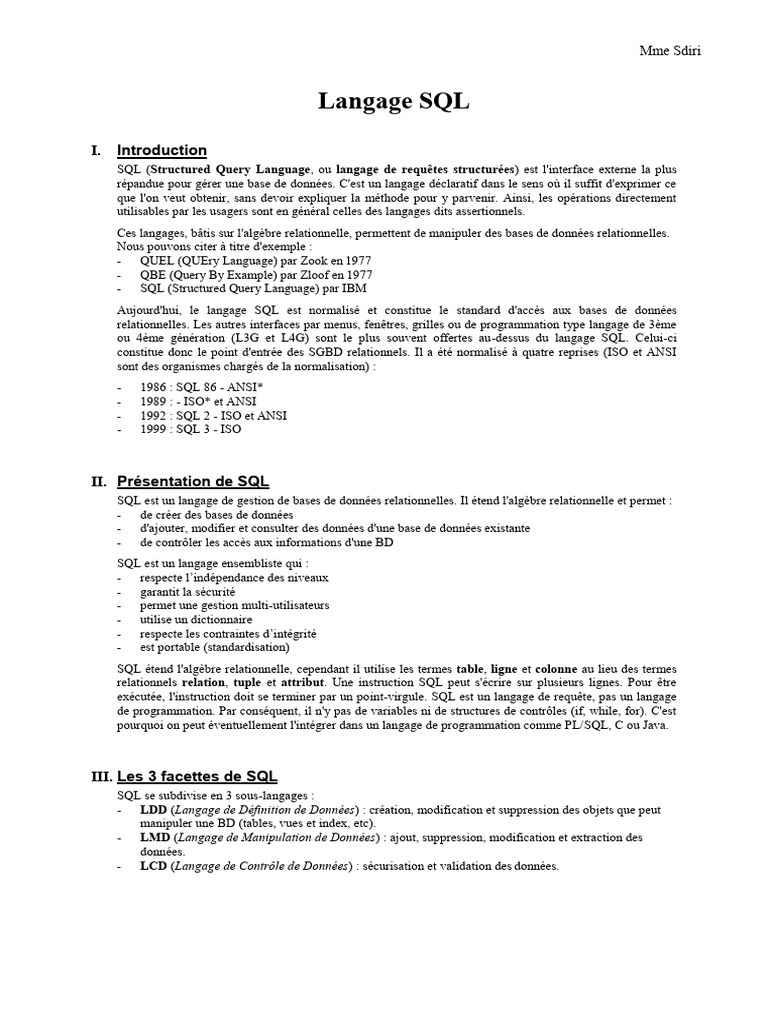 Cours BDD SQL | PDF | SQL | Données