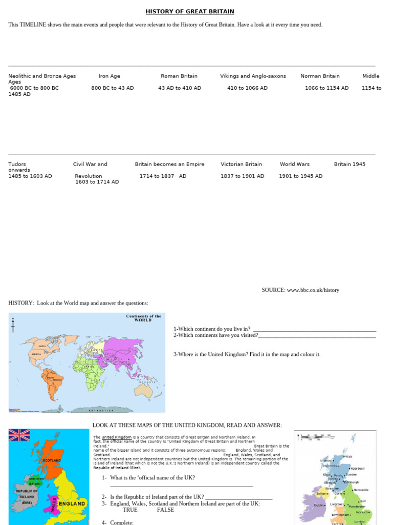 History of Great Britain Timeline and Maps | PDF | Great Britain ...