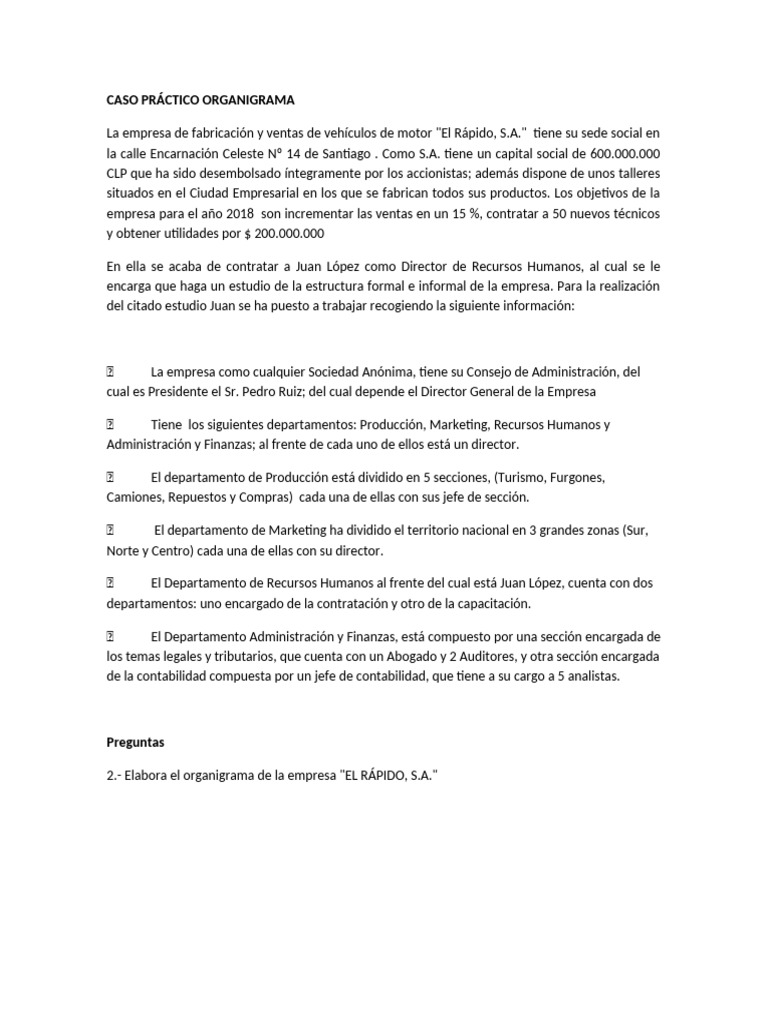 CASO PRÁCTICO ORGANIGRAMA (1) | PDF