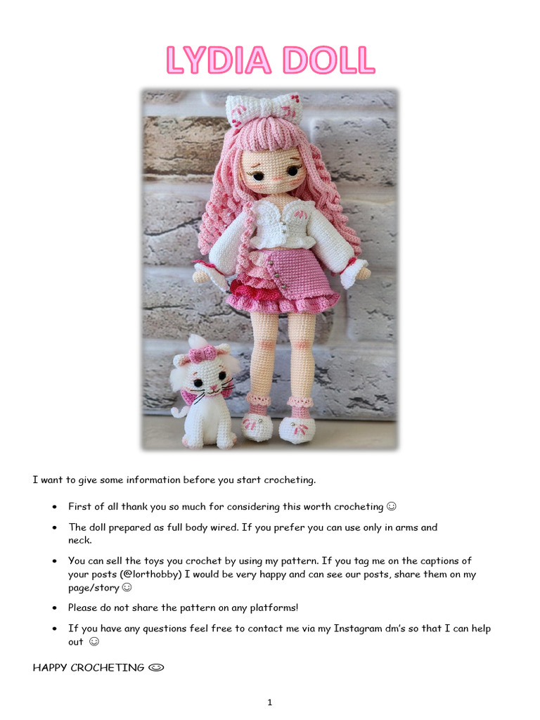 Crocheting Pattern for Full Body Doll | PDF