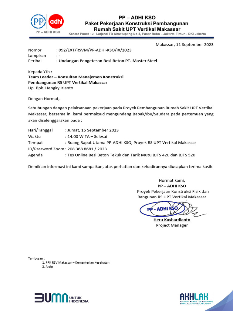 Undangan Tes Online BJTS 420 dan 520 | PDF