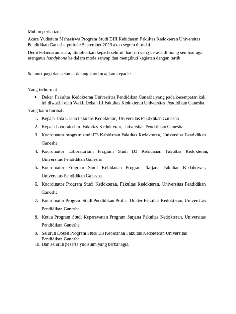 Teks MC Yudisium-1 | PDF