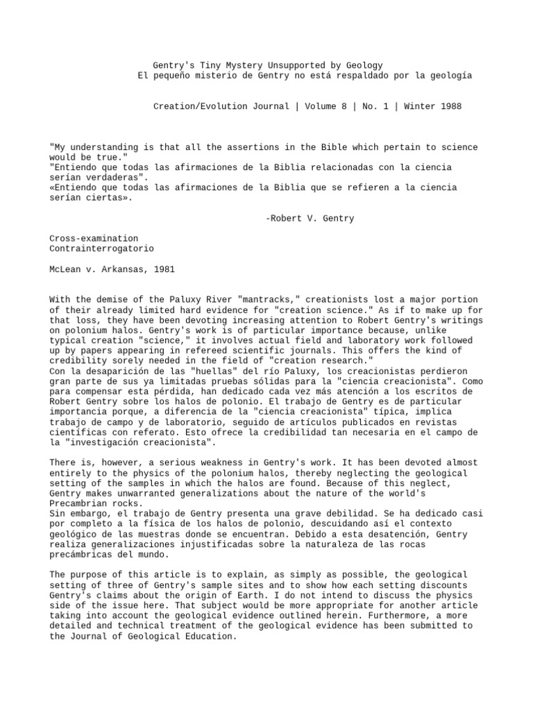 Gentry y los Halos de Polonio: Análisis Geológico | PDF | Materiales ...