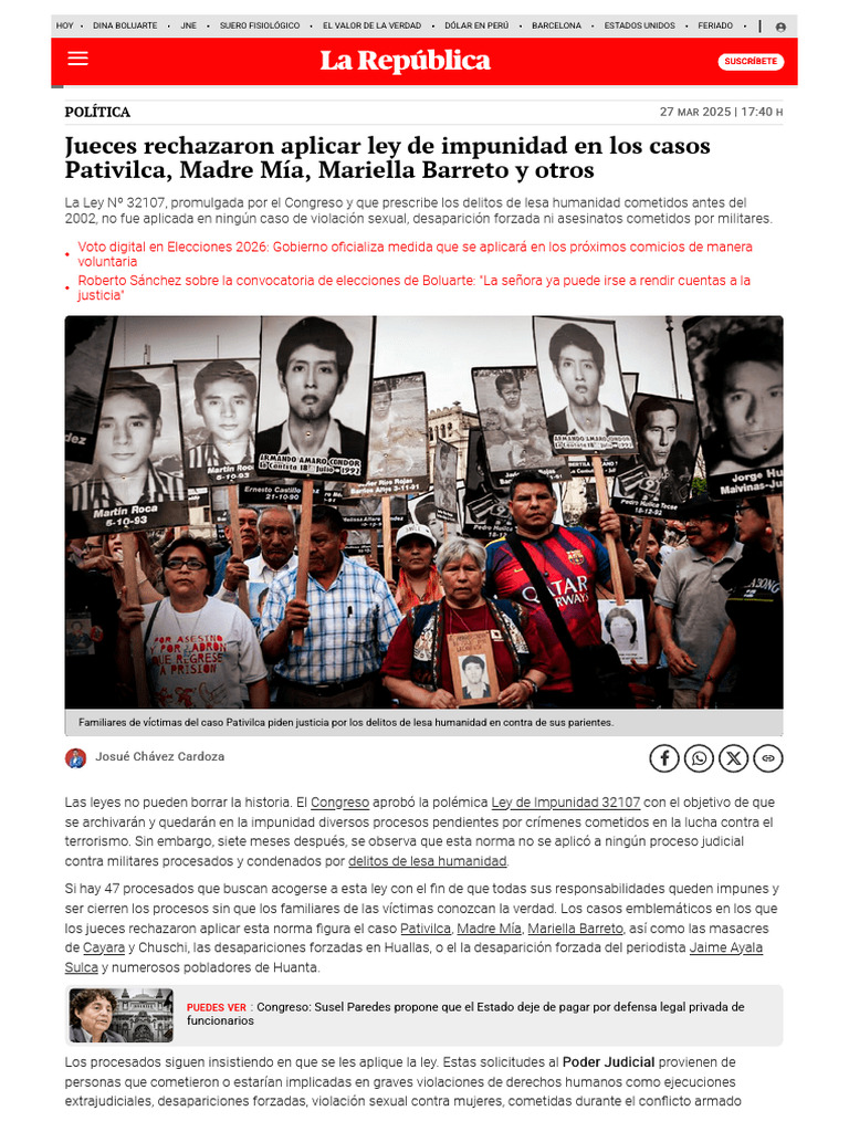 Ley de Impunidad en Los Casos Pativilca | PDF | Caso de ley | Ley Pública