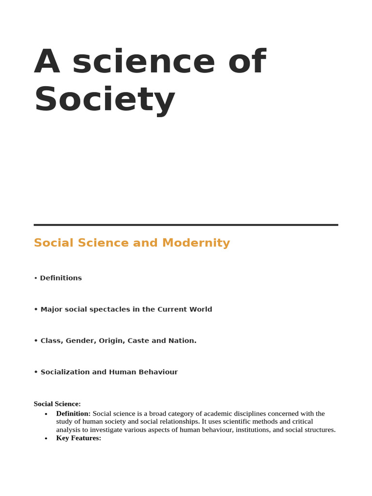 A Science of Society | PDF | Social Sciences | Socialization
