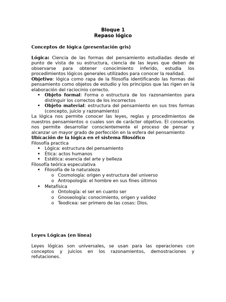 Repaso bloque 1, 2 y 3 lógica | PDF | Pensamiento | Comunicación