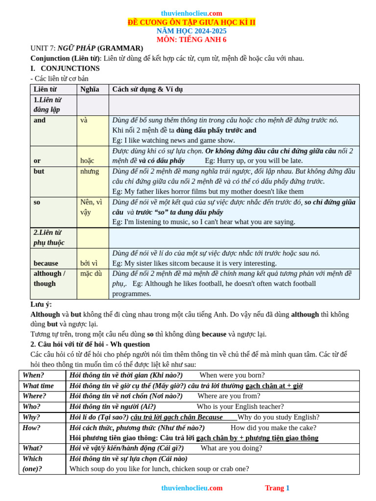 Gi A Kì II T.Anh 6 | PDF