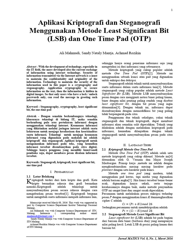 Kriptografi dan Steganografi LSB OTP | PDF