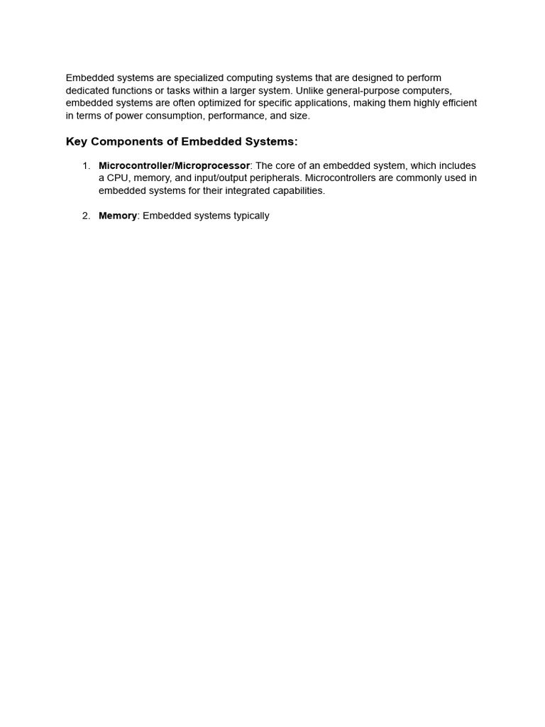 Key Components of Embedded Systems | PDF