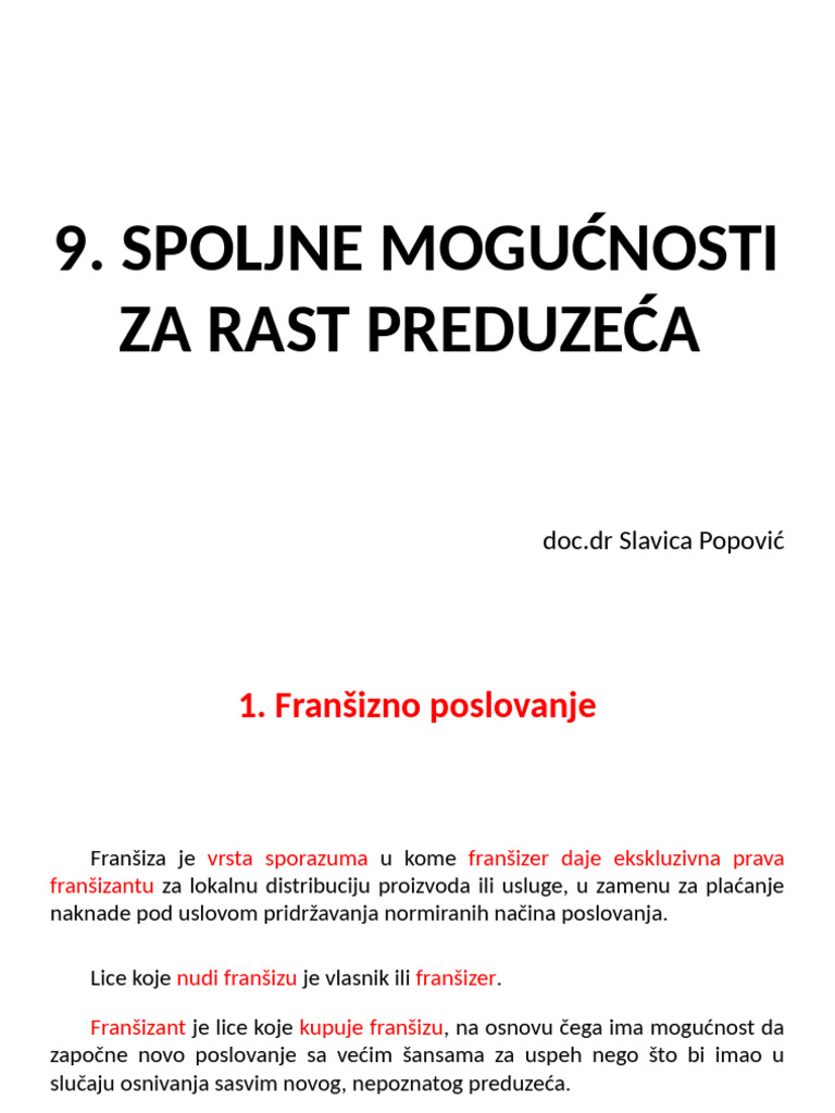 Spoljne Mogućnosti Za Rast Preduzeća - 10.12.2024. | PDF