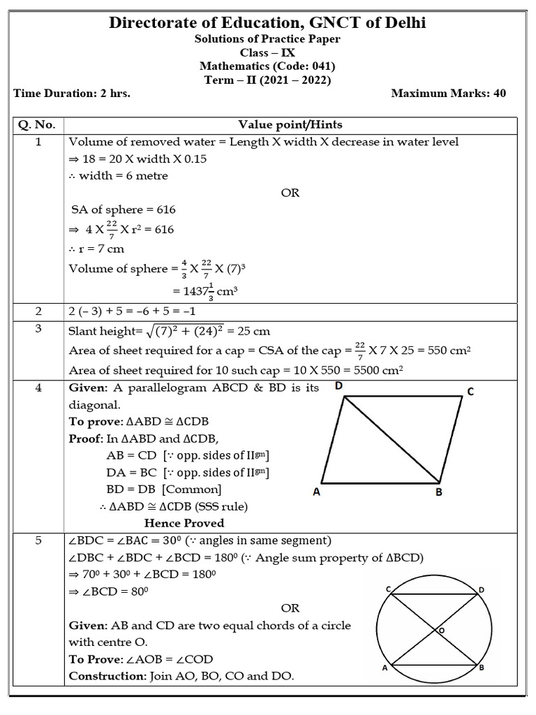 Class 9 Mathematics Solutions VP | PDF | Area | Geometric Shapes