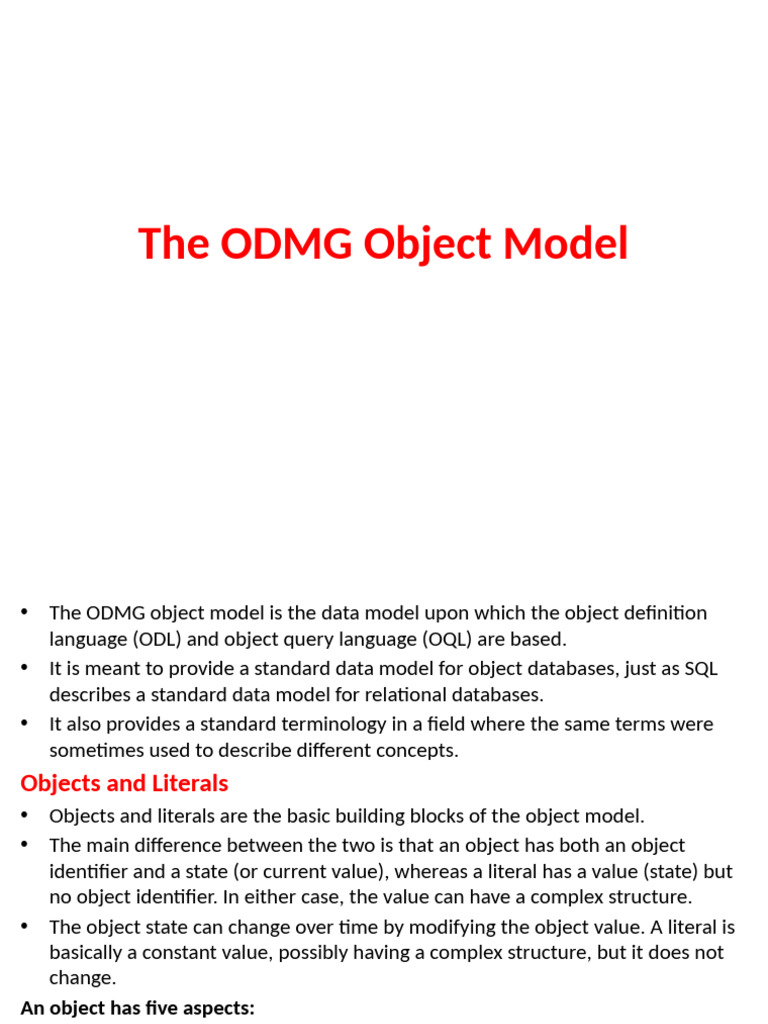 The ODMG Object Model | PDF | Relational Database | Databases