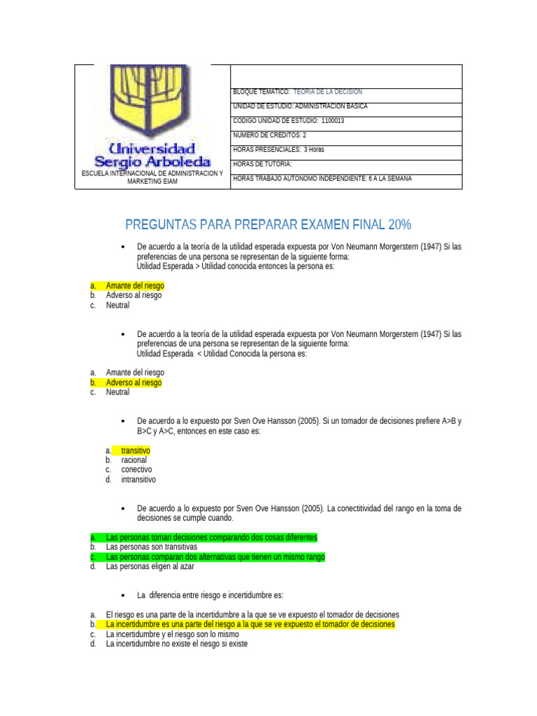 Preguntas Preparcial 3er Corte Prefinal | PDF | Estadísticas | Econometría
