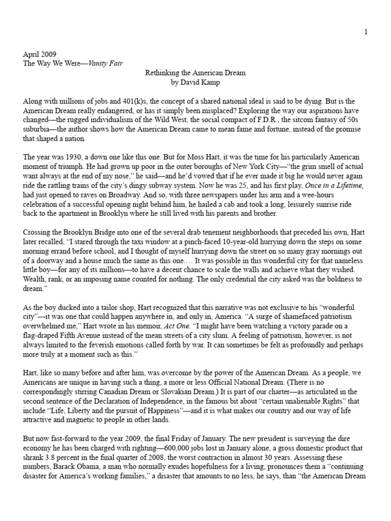 Rethinking the American Dream.doc | PDF