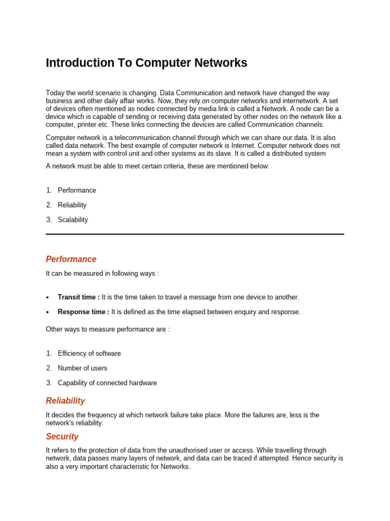 1.introduction To Computer Networks | PDF | Network Topology | Transmission Medium