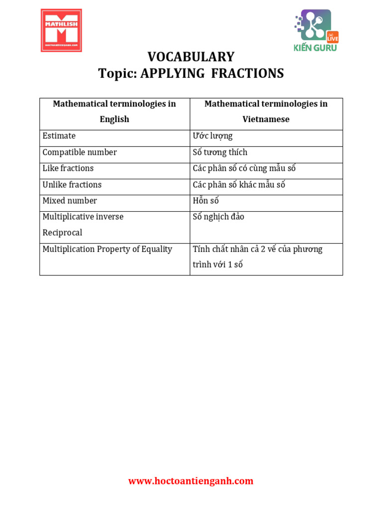 T V NG L P 6 - Appying Fractions | PDF