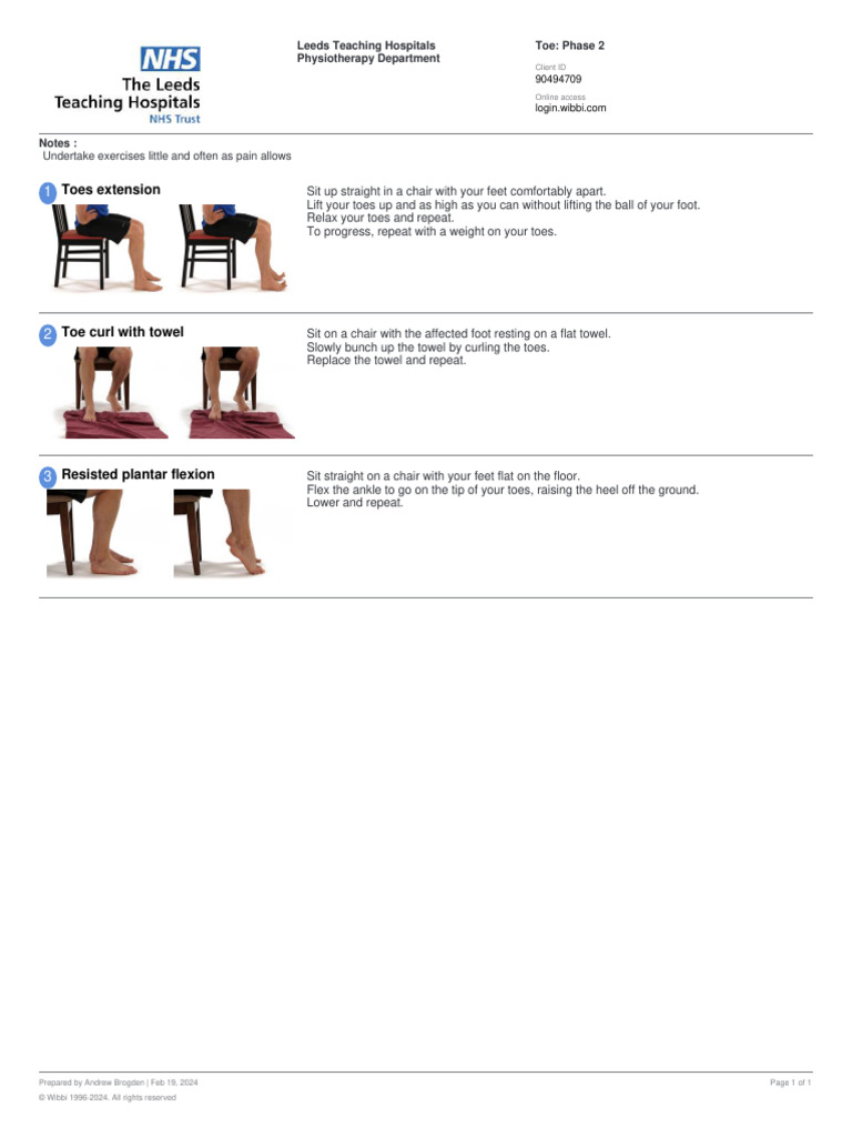 Great Toe Phase 2 Exercises | PDF