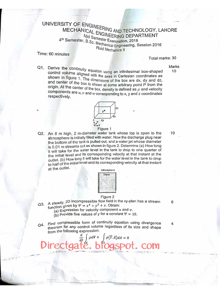 Fluid Mechanics II Mid Term | PDF