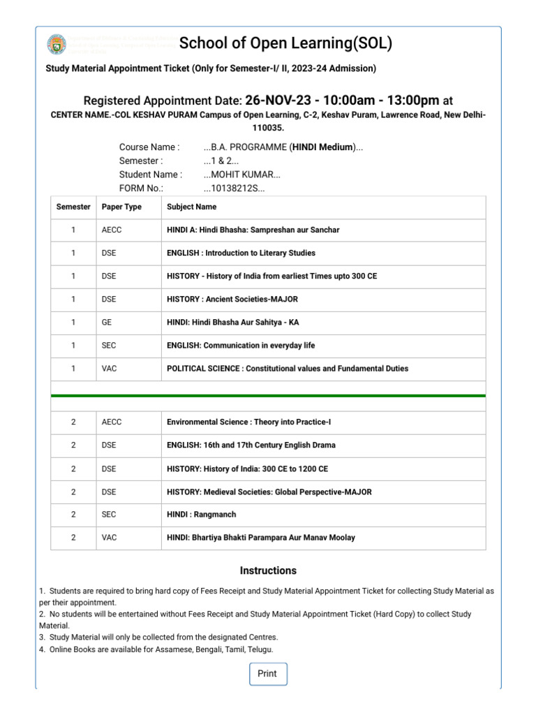 SOL Study Material Appointment | PDF