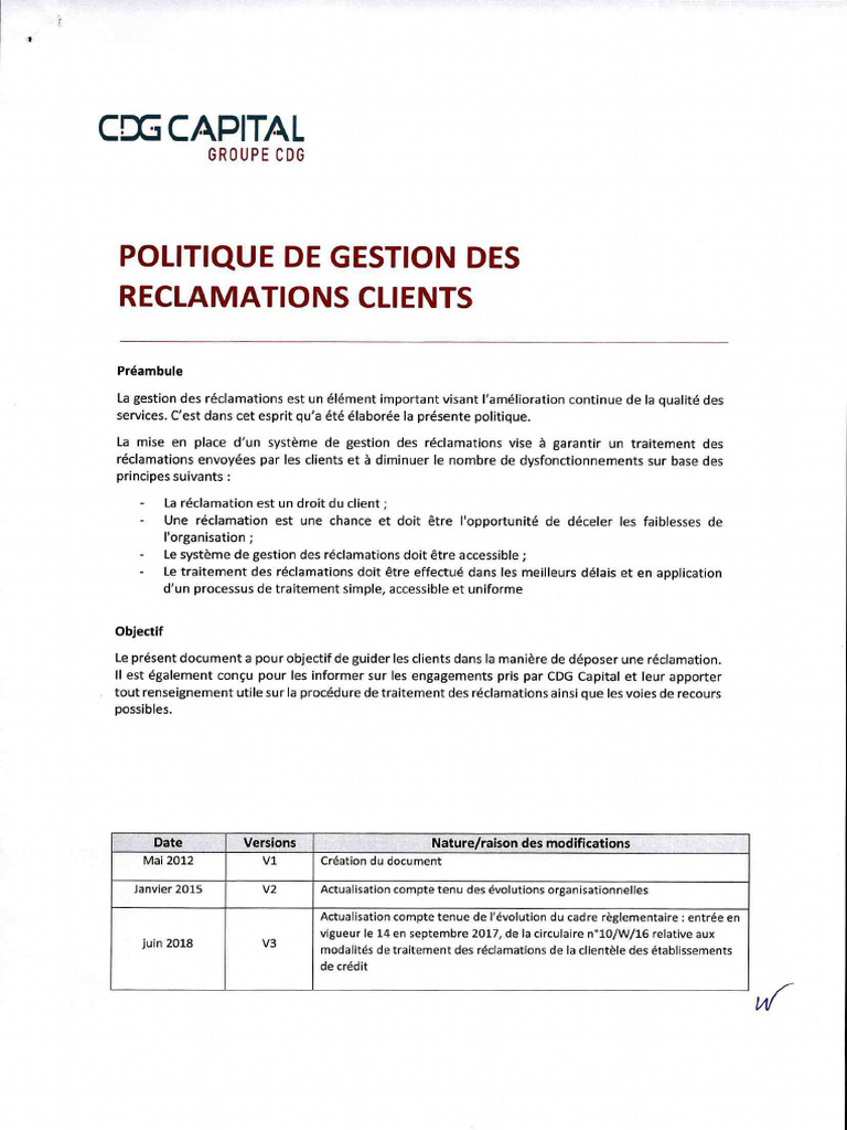 Politique de Gestion Des Reclamations Clients | PDF