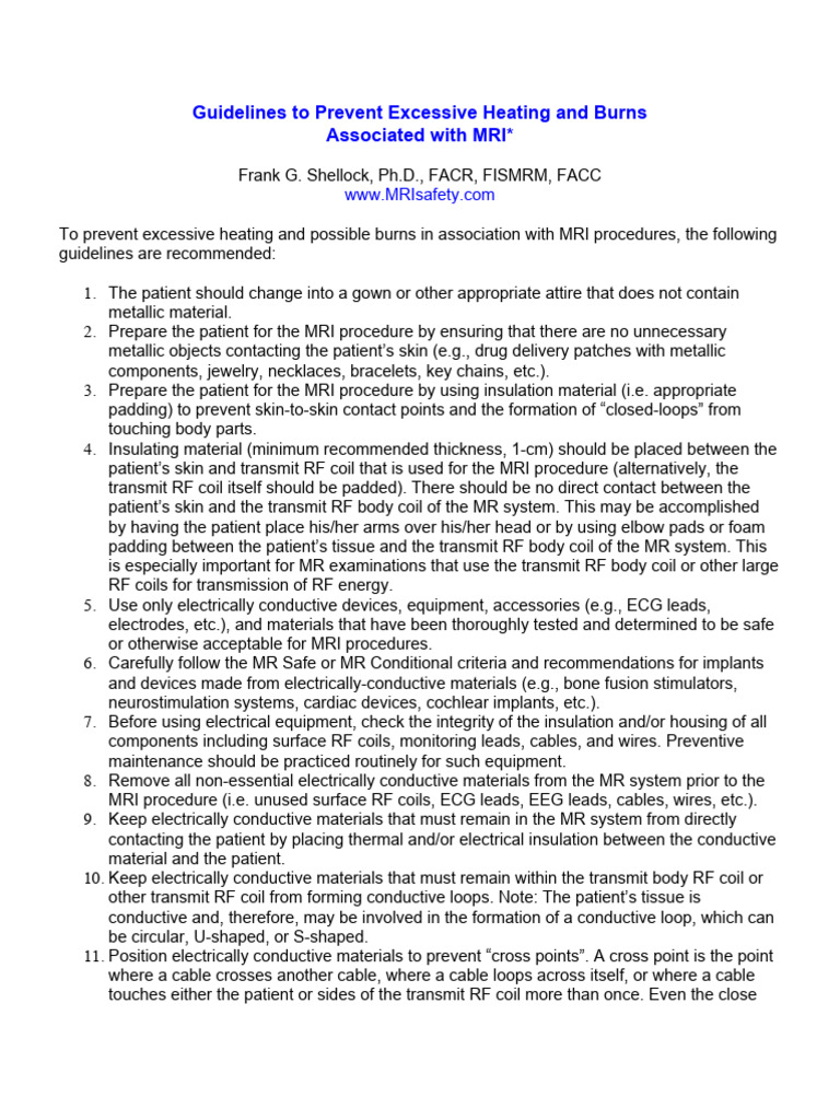 MRI Safety: Preventing Burns and Heating | PDF | Magnetic Resonance ...