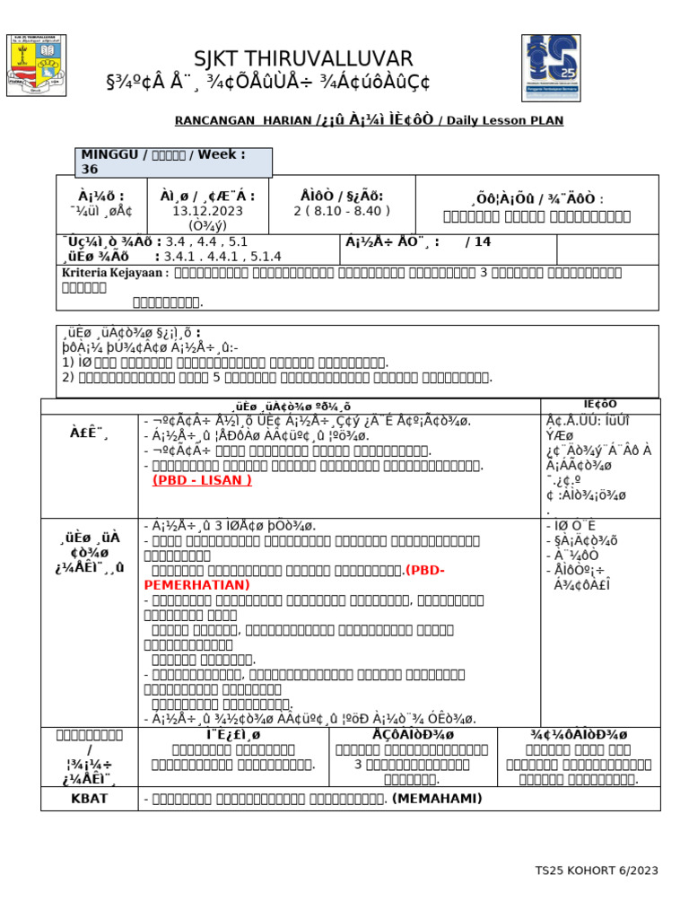 RPH - PJ - Tahun 2 | PDF