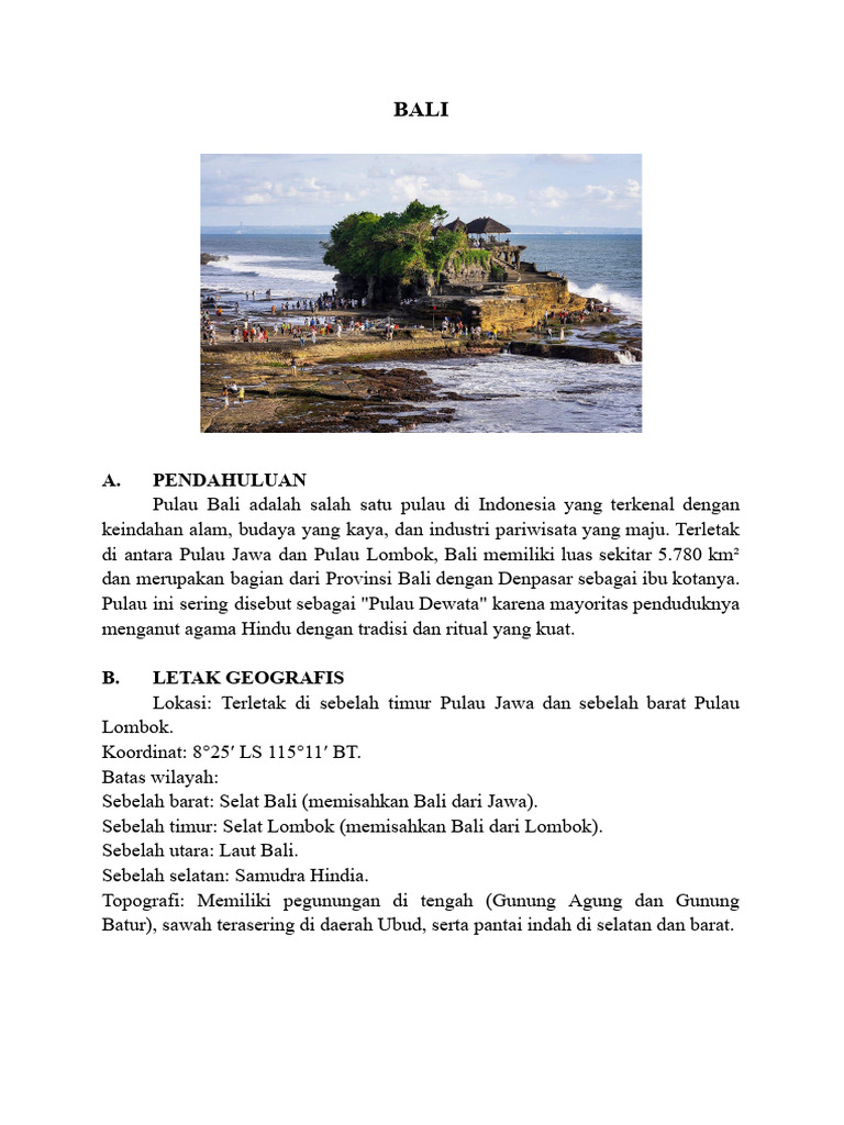 Karakteristik dan Keunikan Pulau Bali | PDF