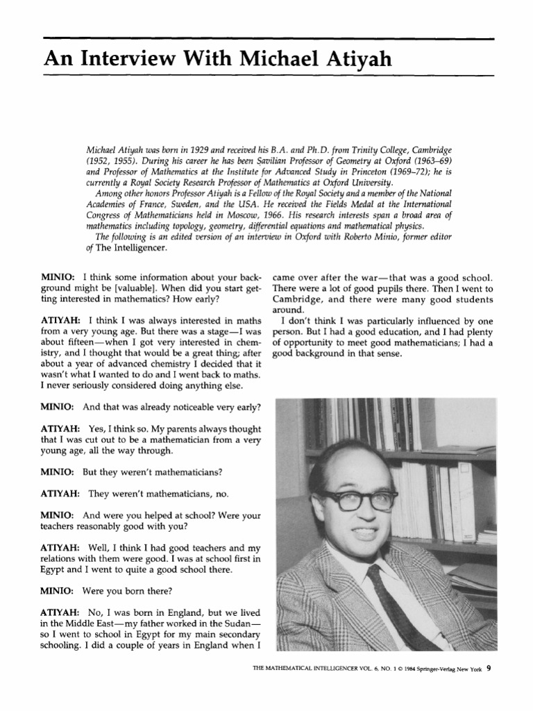 Interview with Mathematician Michael Atiyah | PDF | Axiom | Teaching ...