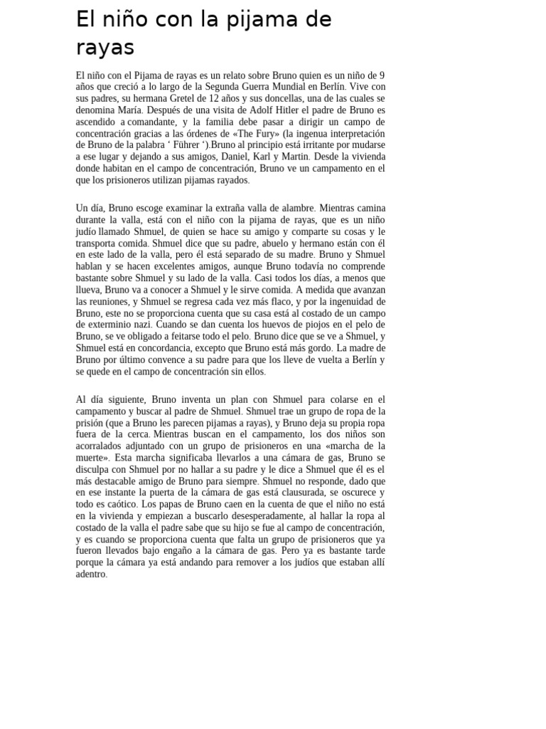 El Niño Con Pijama de Rayas | PDF