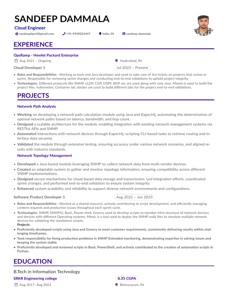 Sandeep Dammala Cloud Engineer | PDF | Computer Network | Routing