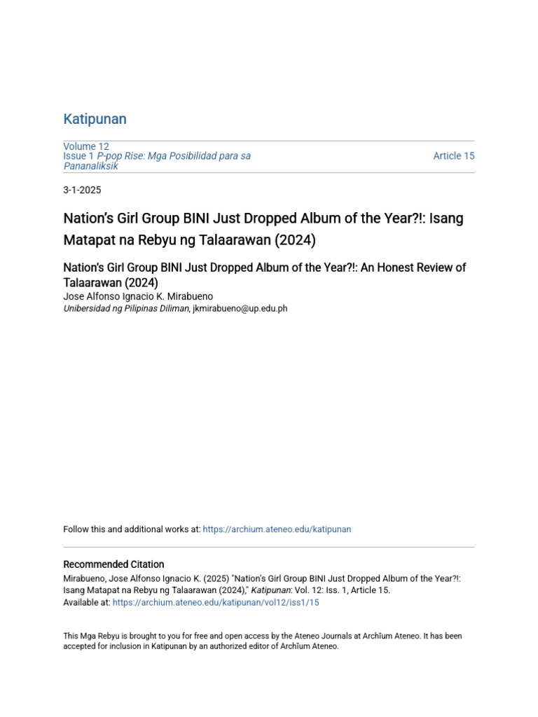 Nation.s Girl Group BINI JustDropped Album of the Year.!-Isang | PDF