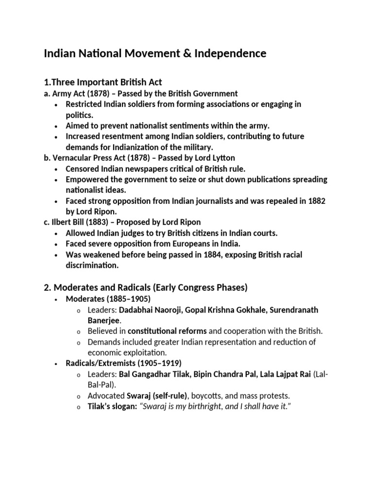 Indian National Movement Overview | PDF | British Raj | Indian ...