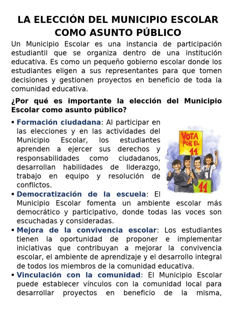 Lecturas de La Elección Del Municipio Escolar Como Asunto Público | PDF | Democracia ...