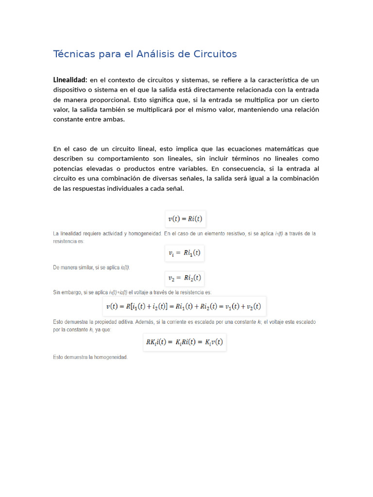 Otras Técnicas Para El Análisis de Circuitos | PDF | Red eléctrica | Linealidad