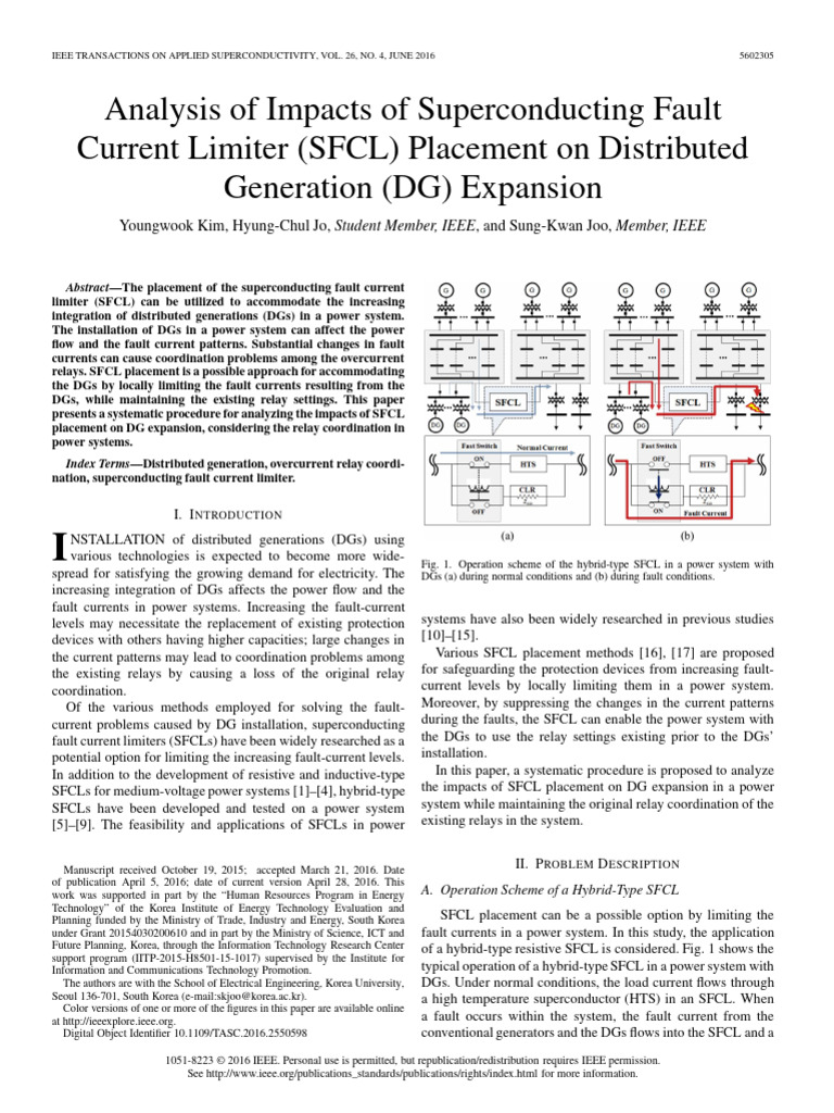 Analysis Of Impacts Of Superconducting Fault Current Limiter Sfcl