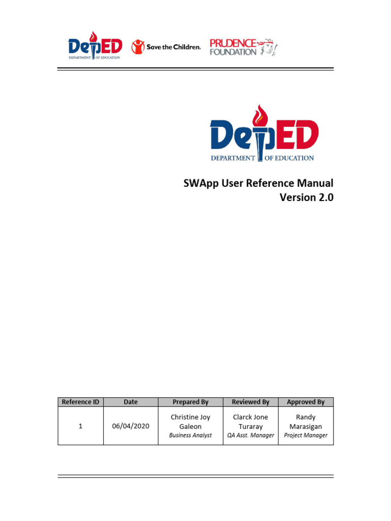 DepEd - SWApp School Web App User Reference Manual | PDF | Login ...