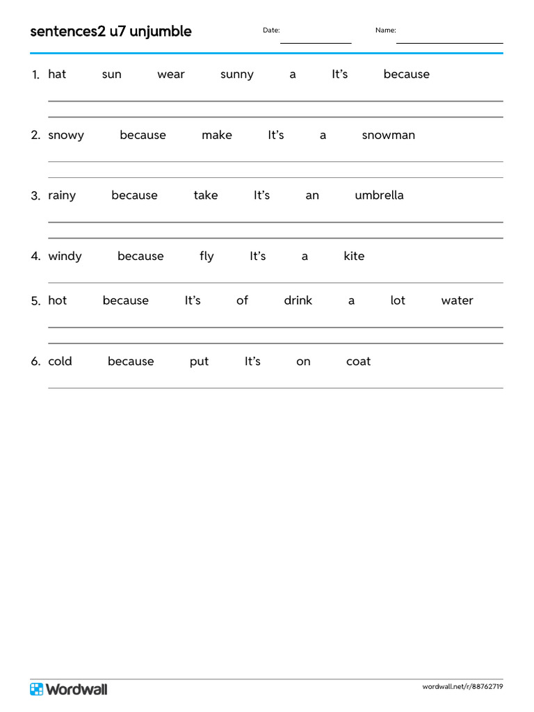 Sentences2 U7 Unjumble Unjumble | PDF