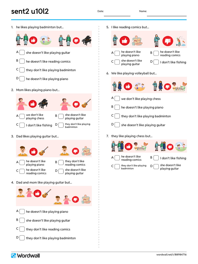 Family Preferences in Hobbies Quiz | PDF