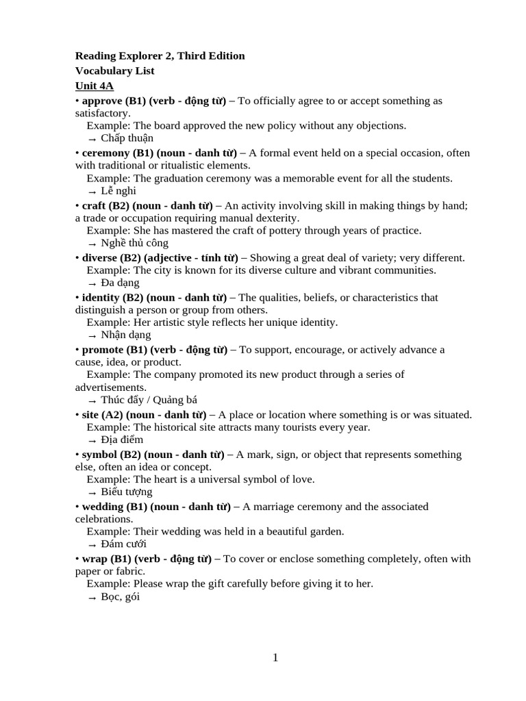 Reading Explorer 2 Vocabulary Guide | PDF | Adjective | Verb