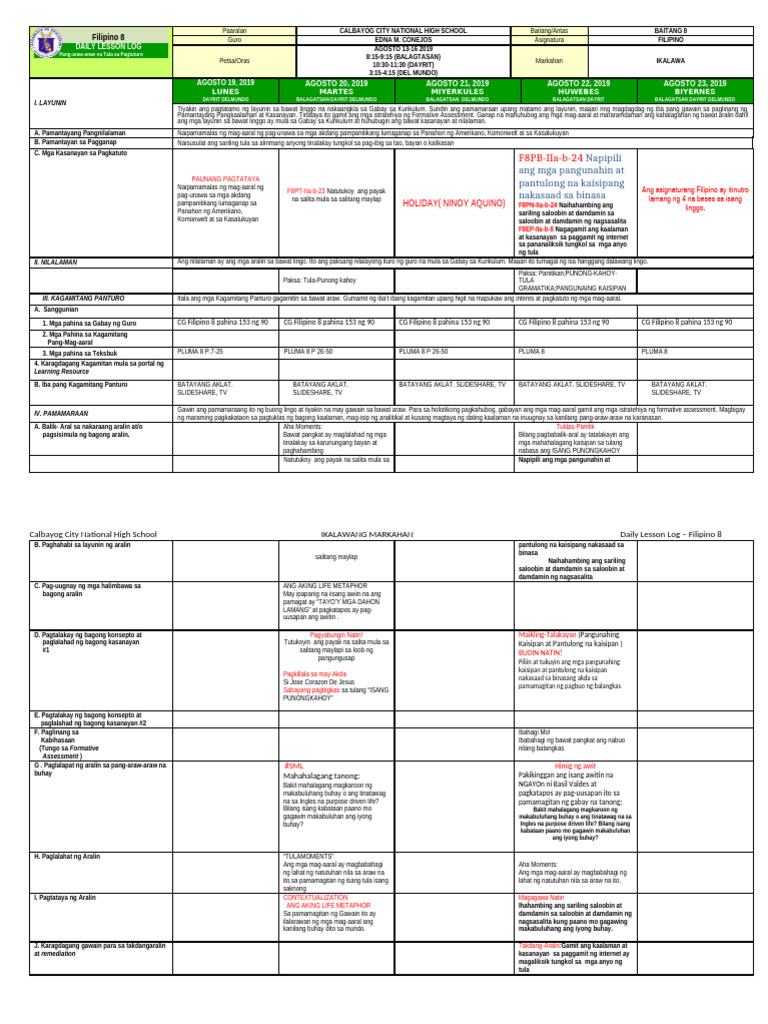 Filipino 8-Tula 1 | PDF