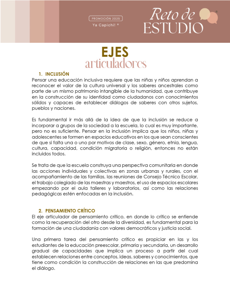 Acordeo-N. Ejes y Campos | PDF | Inclusión (Educación) | Aprendizaje
