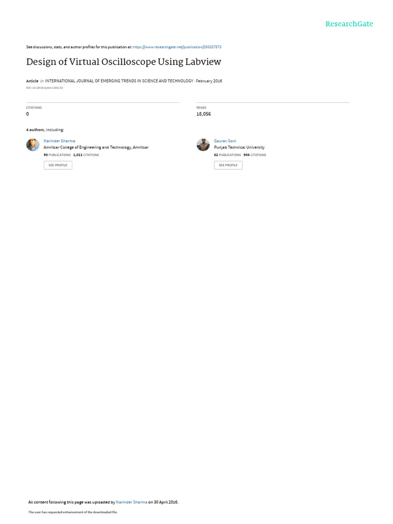 Design of Virtual Oscilloscope Using Labview | PDF | Data Acquisition | Information And ...