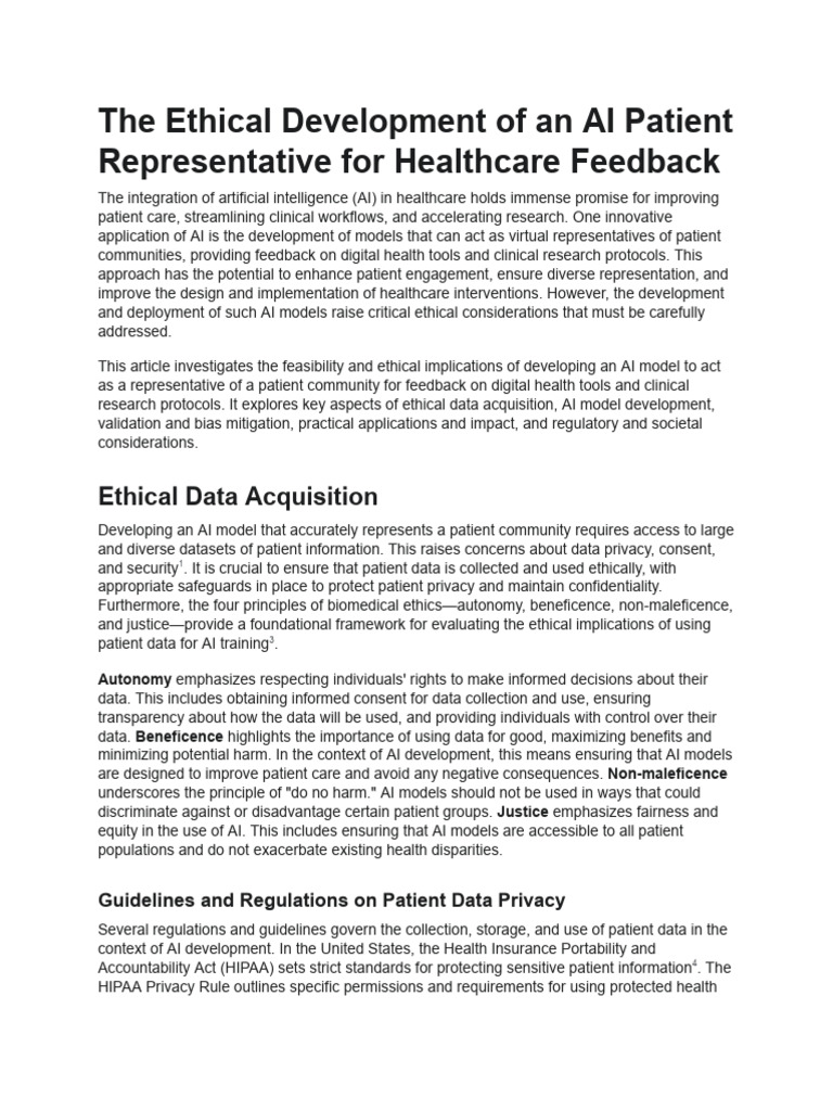 Ethical AI in Patient Representation | PDF | Artificial Intelligence ...