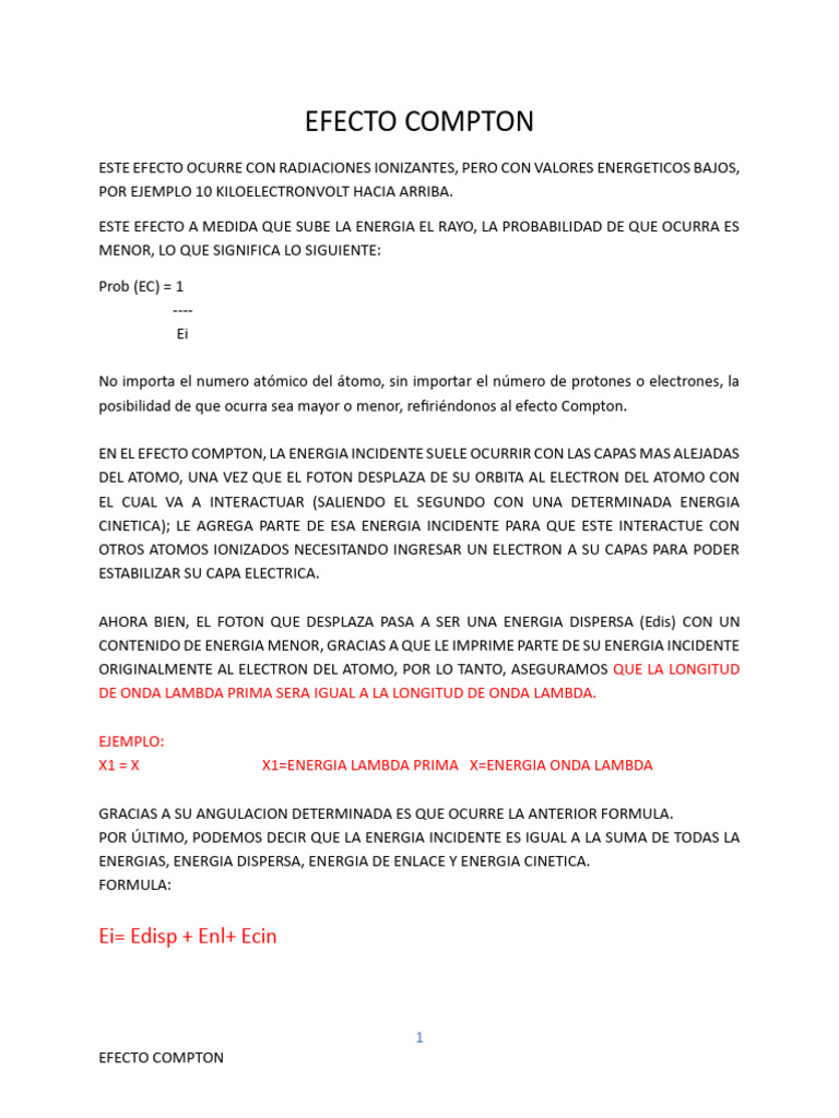 Efecto Compton | PDF | Rayo X | Imagenes medicas