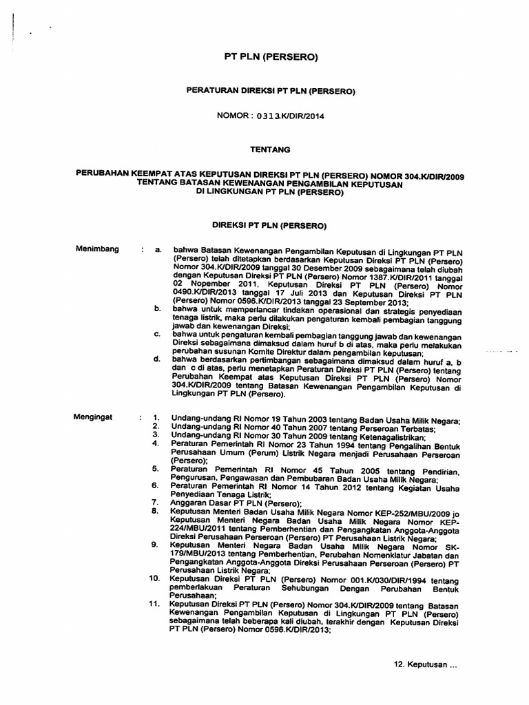 KEPDIR 0313 Tentang Perubahan Wewenang | PDF