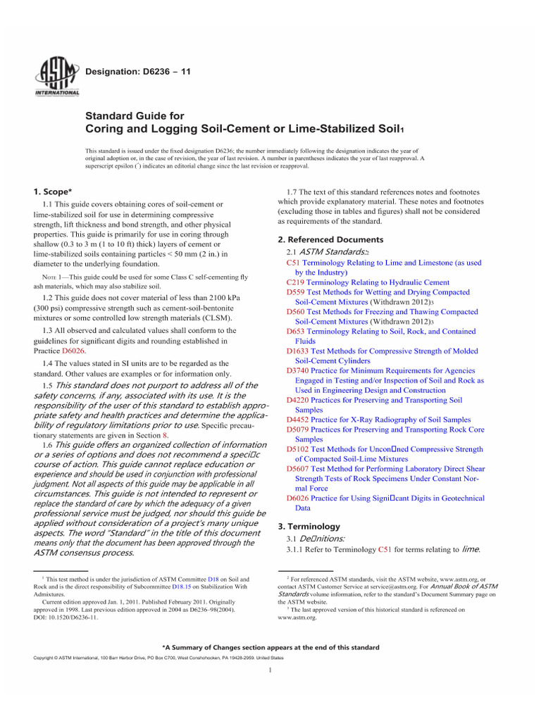 ASTM D 6236 Coring and Logging | PDF