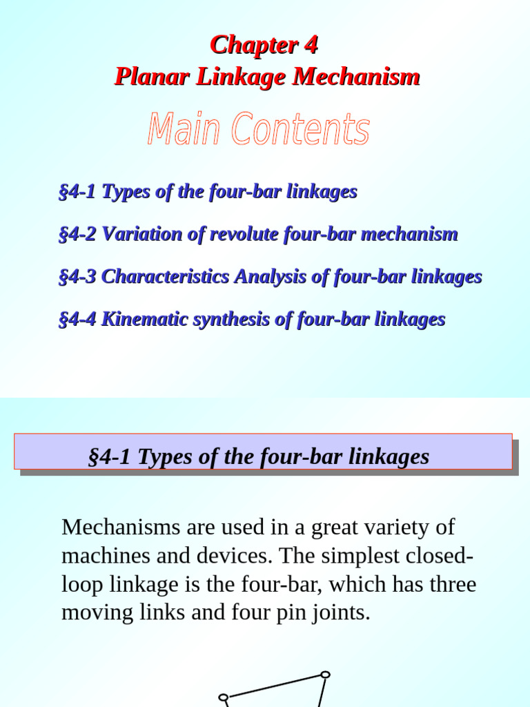 Chapter 4 Planar Linkage Mechanisms | PDF | Mechanics | Classical Mechanics